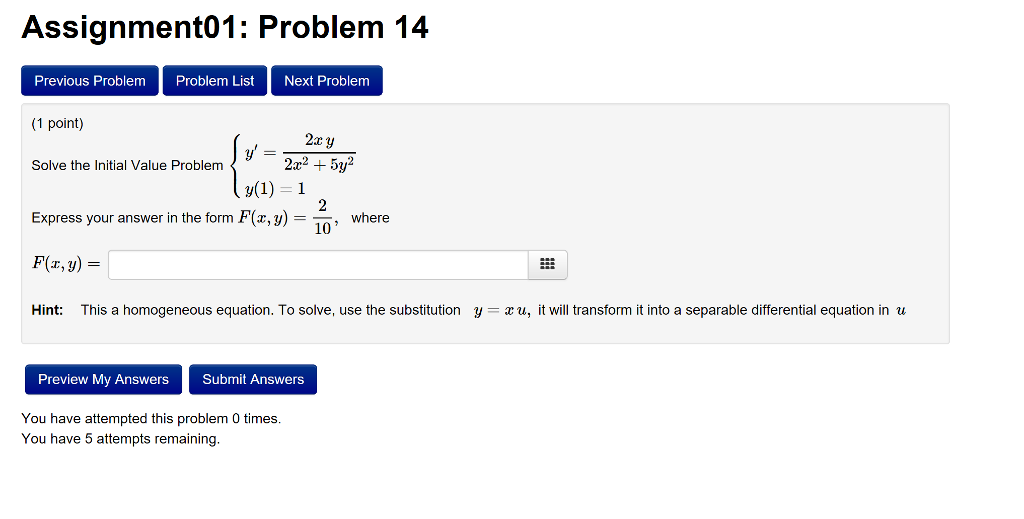 Solved Assignment01: Problem 14 Previous Problem Problem | Chegg.com