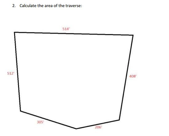 Calculate the area of the traverse: | Chegg.com