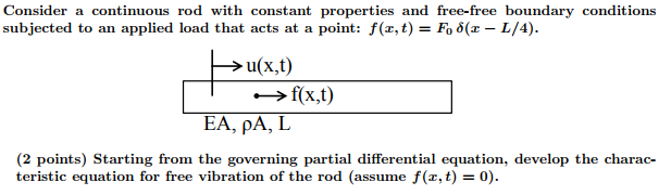Consider a continuous rod with constant properties | Chegg.com