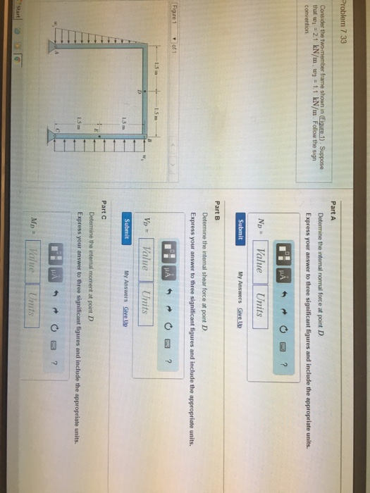 Solved Consider the two-member frame shown in (Figure 1). | Chegg.com