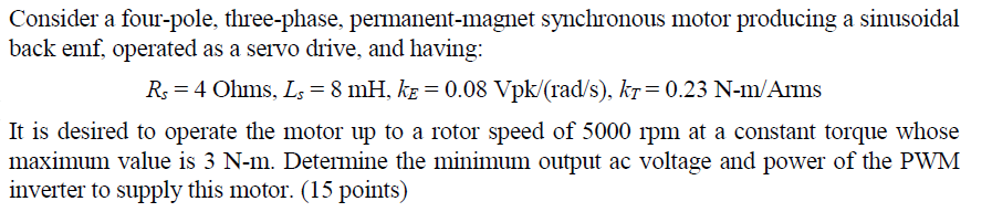 Solved Consider a four-pole, three-phase. permanent-magnet | Chegg.com