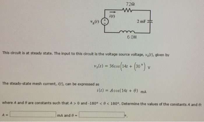 Solved 1- determine the values of the constants A and theta | Chegg.com