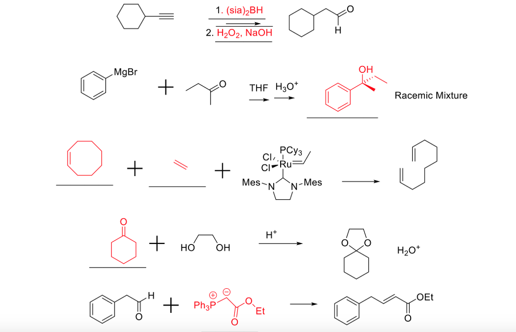 Solved 1. (sia)2BH 2. H2, NaOH MgBr OH THF H3O Racemic | Chegg.com