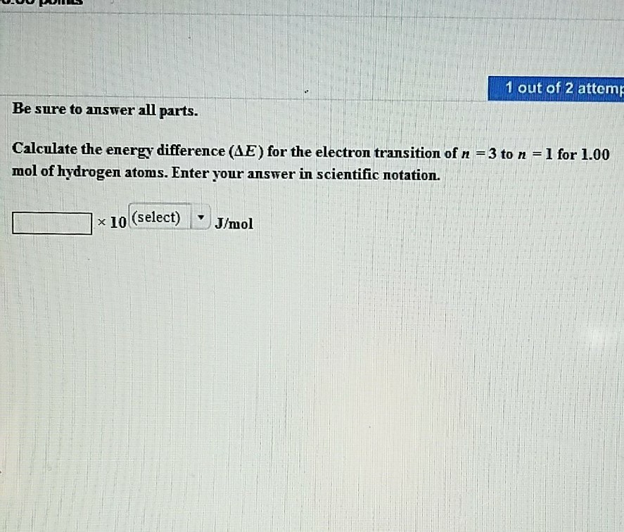 Solved Calculate the energy difference (delta E) for the | Chegg.com