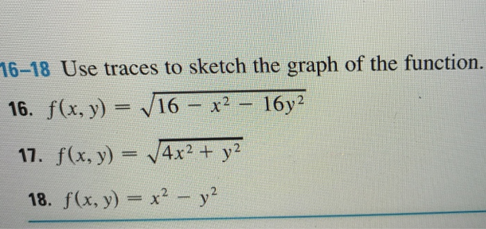Solved Use traces to sketch the graph of the function. F(x, | Chegg.com