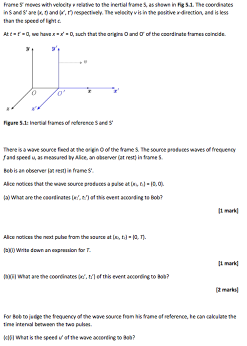Solved Frame S' moves with velocity v relative to the | Chegg.com