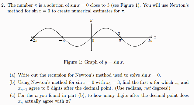Solved 2. The number π is a solution of sin! = 0 close to 3 | Chegg.com