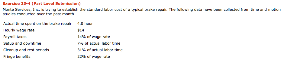 Solved Exercise 23-4 (Part Level Submission) Monte Services, | Chegg.com