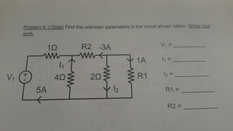 Solved Find the unknown parameters in the circuit shown | Chegg.com
