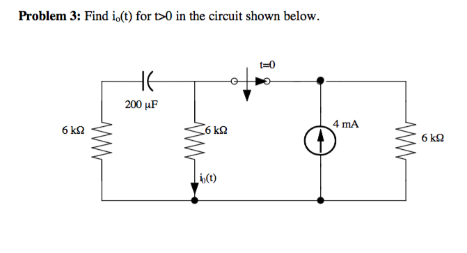 Solved Find i_0(t) for t > 0 in the circuit shown below. | Chegg.com