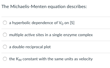 Solved The Michaelis-Menten equation describes a hyperbolic | Chegg.com