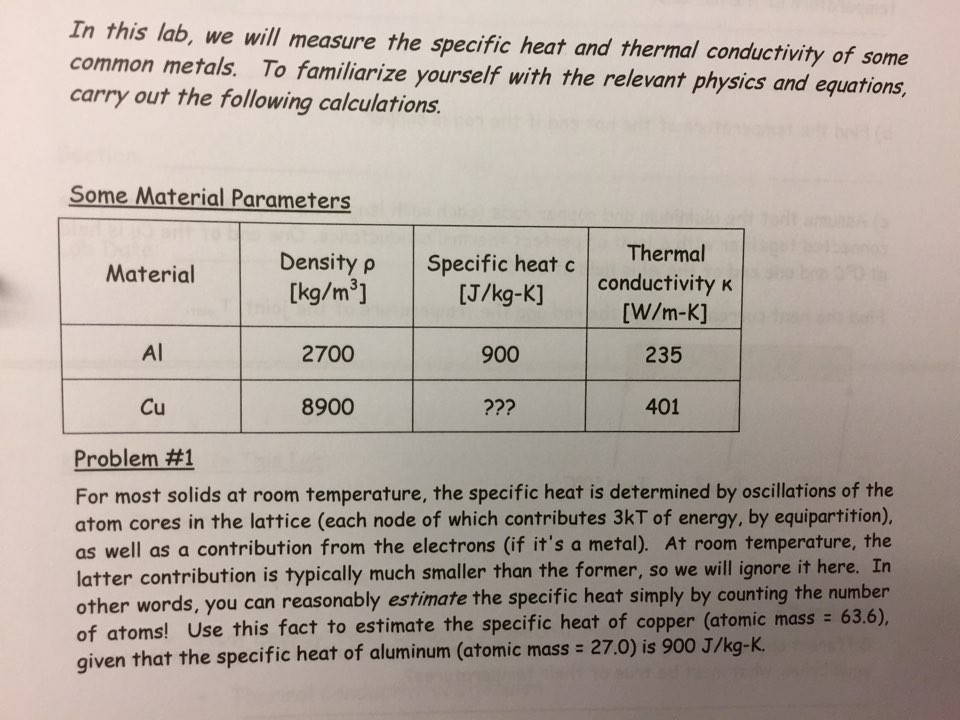 Solved In this lab, we will measure the specific heat and | Chegg.com