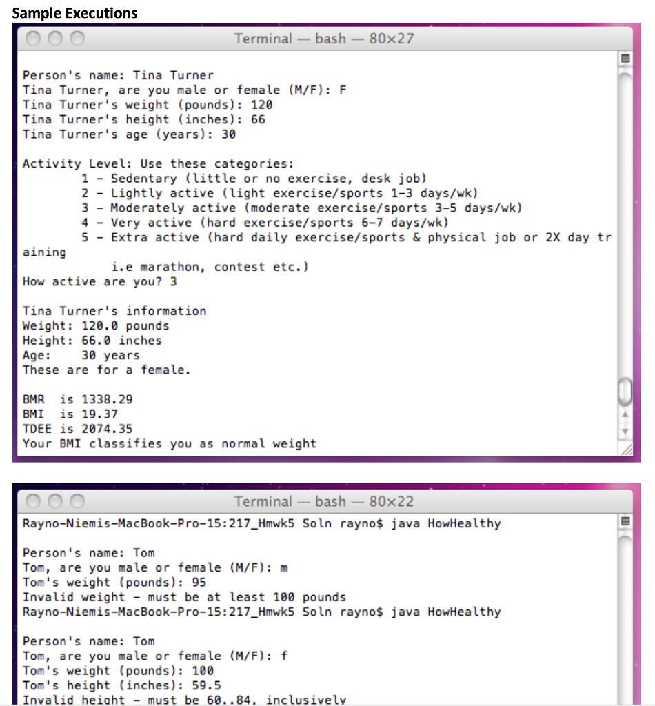 Solved Homework 7 - "How Healthy Are You?" Problenm Write a | Chegg.com