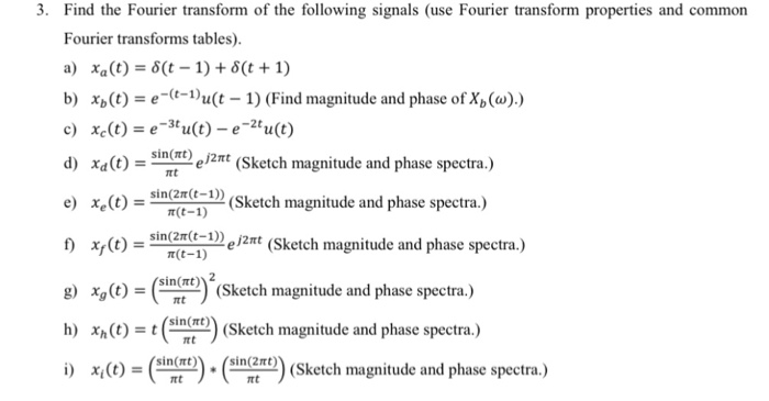 Solved Find the Fourier transform of the following signals | Chegg.com