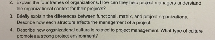 Solved Explain the four frames of organizations. How can | Chegg.com