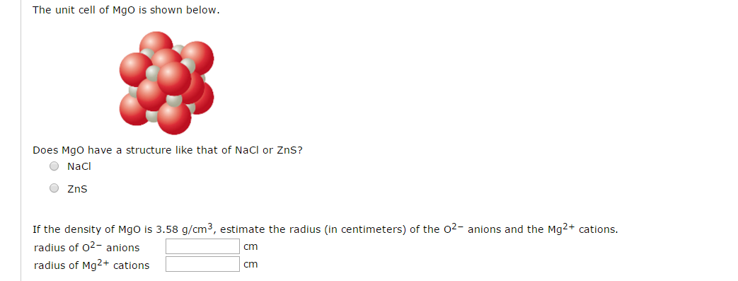Solved The unit cell of MgO is shown below. Does MgO have a | Chegg.com