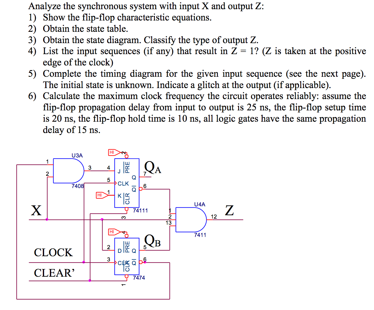 Solved Analyze the synchronous system with input X and | Chegg.com