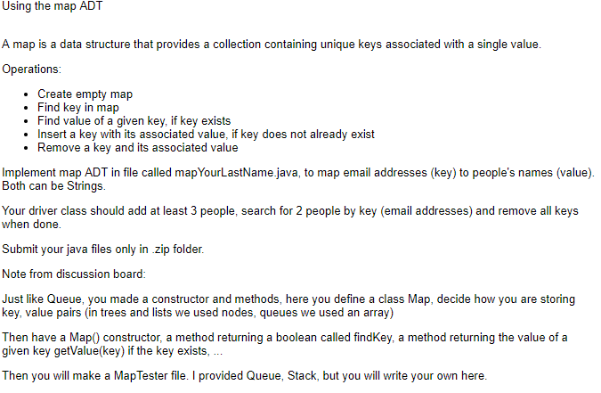 Solved Using The Map Adt A Map Is A Data Structure That 