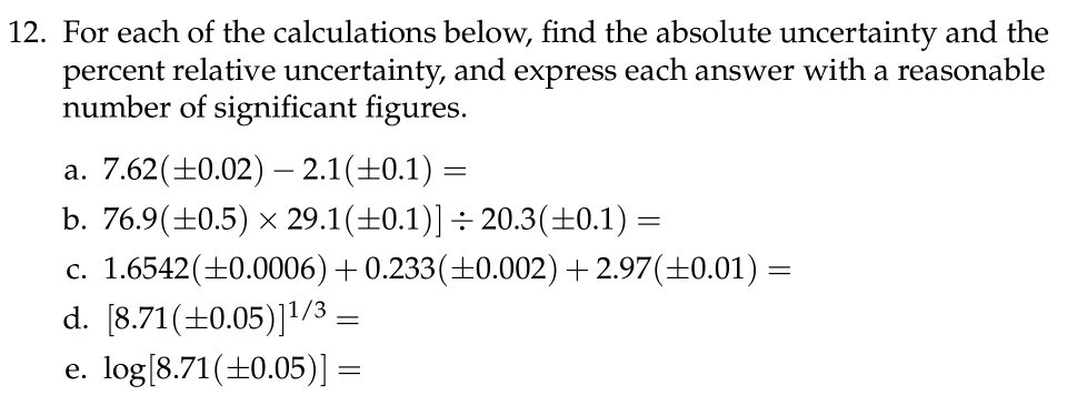 Solved For each of the calculations below, find the absolute | Chegg.com
