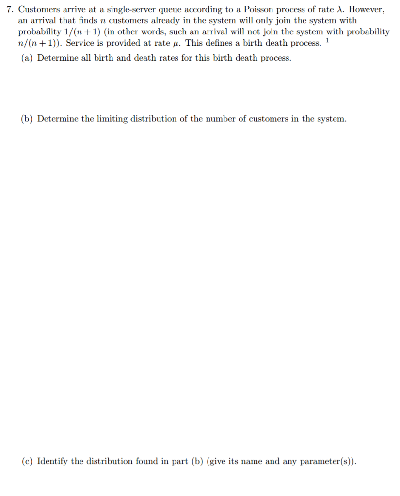 Customers arrive at a single-server queue according | Chegg.com