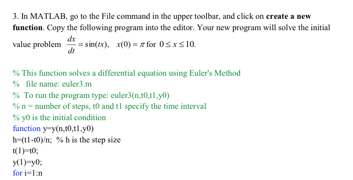 Solved 3. In MATLAB, go to the File command in the upper | Chegg.com