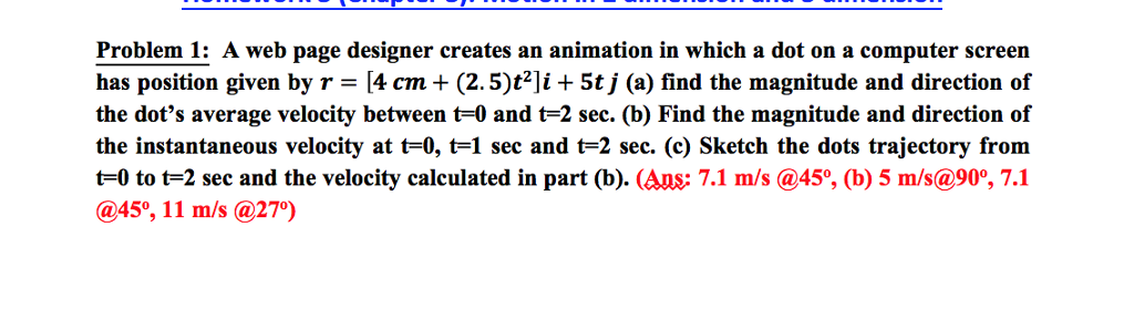 Solved Problem 1: A web page designer creates an animation | Chegg.com