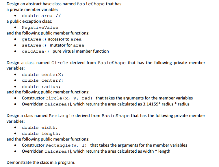 Solved Design An Abstract Base Class Named Basic Shape That 6710