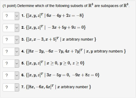 Solved Determine which of the following subsets of R^3 are | Chegg.com