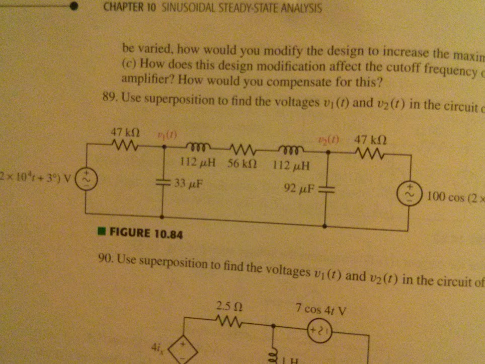 Solved Use superposition to find the voltages V1(t) and | Chegg.com