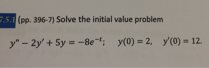 Solved Solve the initial value problem y" - 2y' + 5y = | Chegg.com