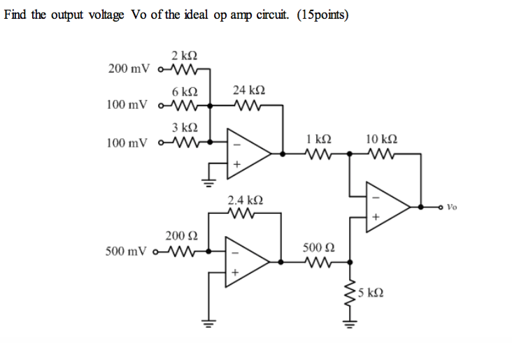 Solved Find the output voltage V_0 of the ideal op amp | Chegg.com