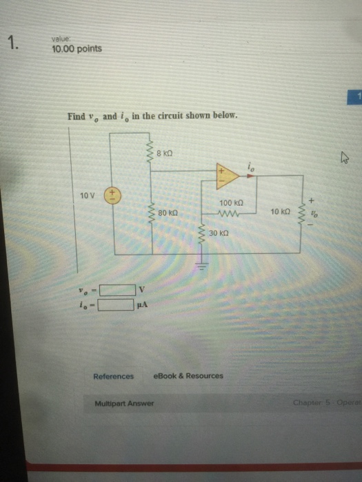 Solved value 10.00 points Find vo and io in the circuit | Chegg.com
