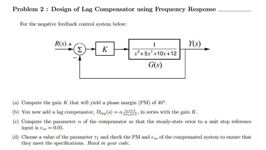 Solved For the negative feedback control system below: (a) | Chegg.com