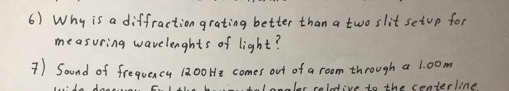 Solved 6) Whi is a diffraction grating better than a two | Chegg.com