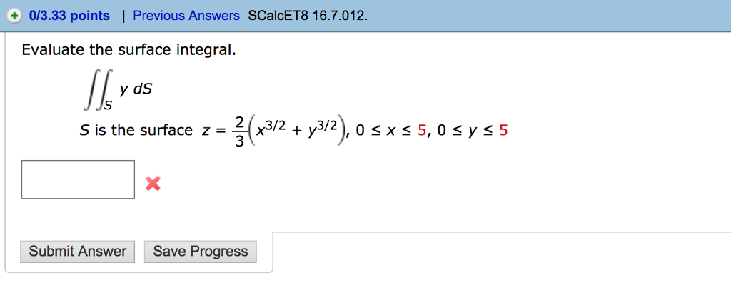 Solved +0/3.33 points | Previous Answers SCalcET8 16.7.012 | Chegg.com
