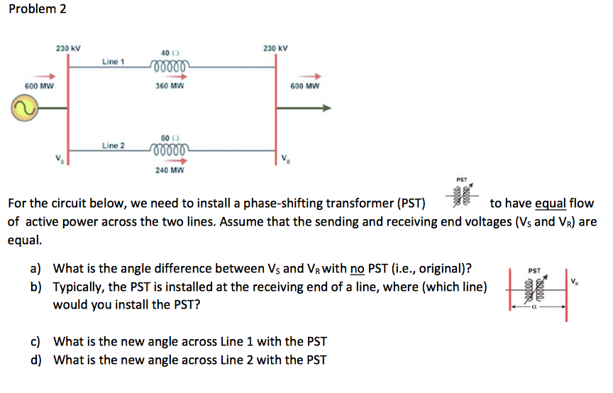 Solved Problem 2 230 kV 230 kV 40Ω Line 1 600 MW 360 MW 600 | Chegg.com