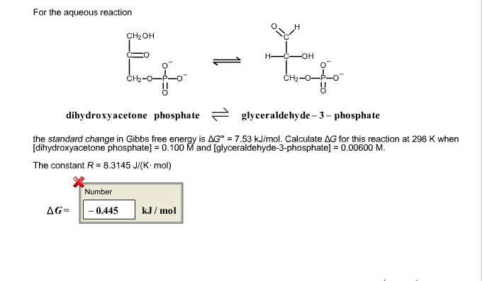 Solved For the aqueous reaction CH2OH 0 H2 -O CH2-0-P-O | Chegg.com