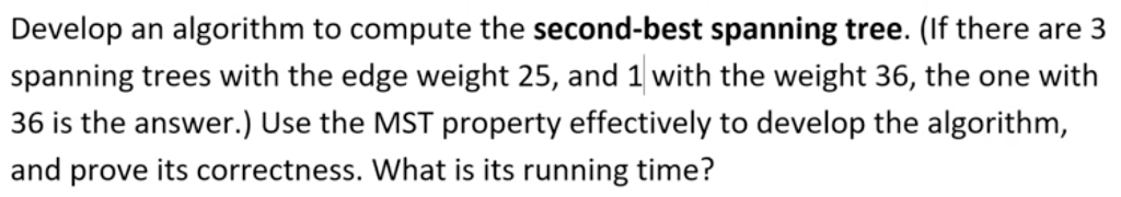 Solved Develop an algorithm to compute the second-best | Chegg.com