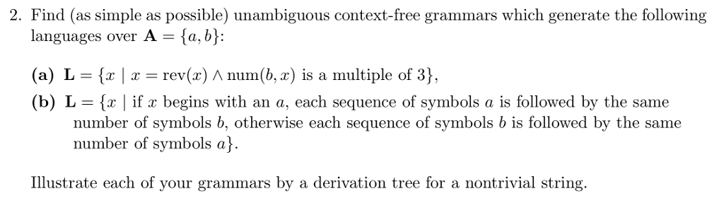 Solved 2. Find (as simple as possible) unambiguous | Chegg.com