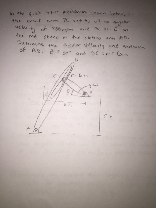 Solved In the quick return mechanism shown below, the crank | Chegg.com