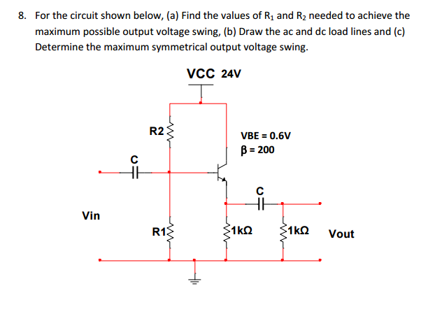 Solved For the circuit shown below, (a) Find the values of | Chegg.com