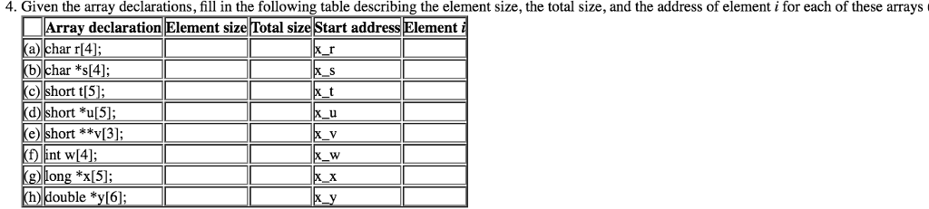 4 Given The Array Declarations Fill In The 