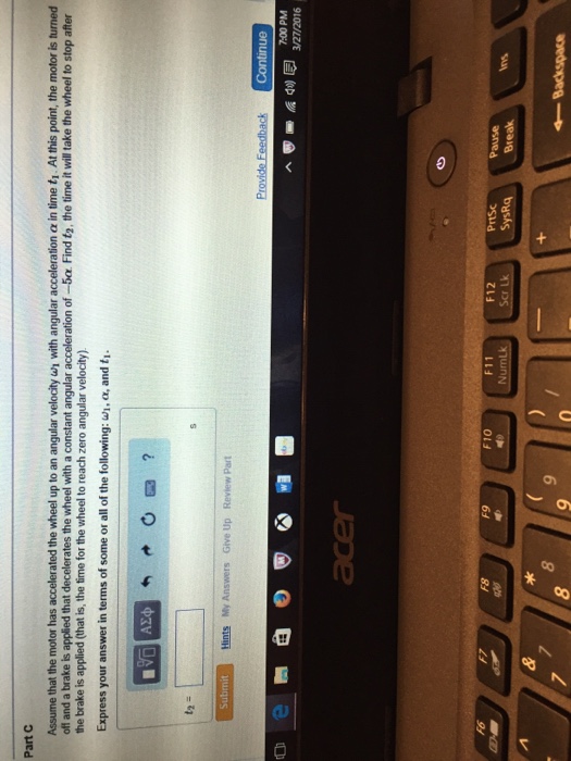 Solved College Physics 1 SP16 Ch.07Hw . Flywheel Kinematics | Chegg.com