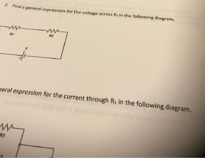 Solved Find a general expression for the voltage across R_1 | Chegg.com