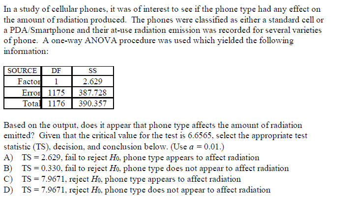 Solved In a study of cellular phones, it was of interest to | Chegg.com