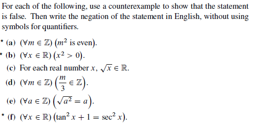 Solved For each of the following, use a counterexample to | Chegg.com