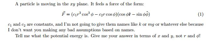 Solved A particle is moving in the xy plane. It feels a | Chegg.com