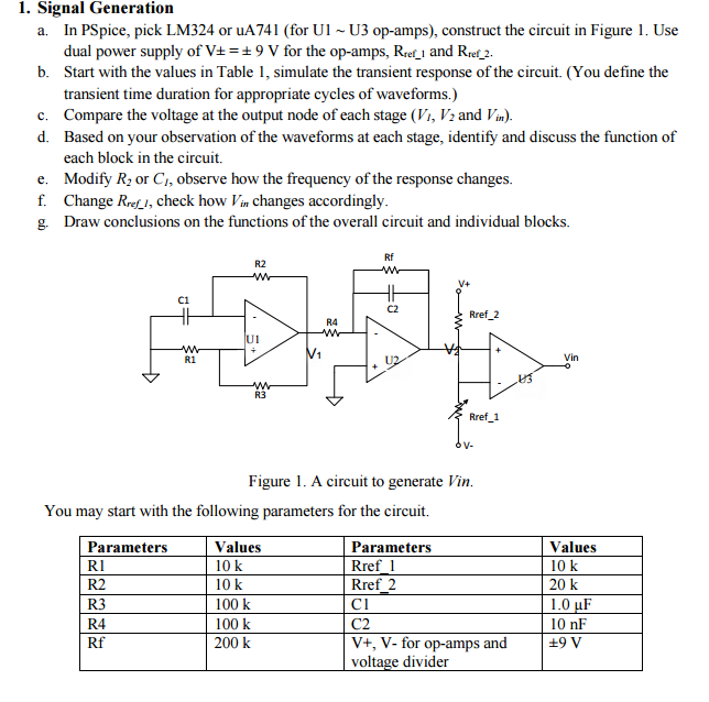 Signal Generation In PSpice, pick LM324 or uA741 | Chegg.com