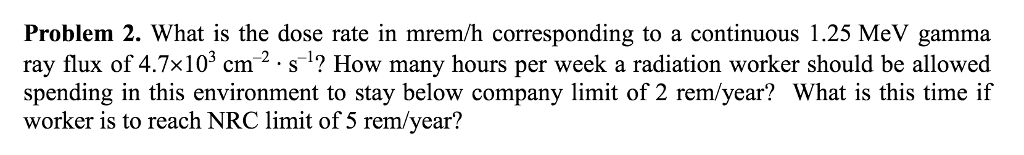 What is the dose rate in mrem/h corresponding to a | Chegg.com