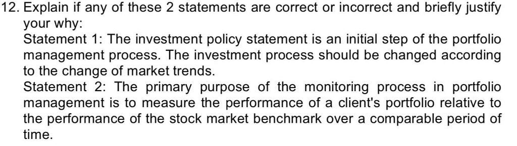 Solved 12. Explain if any of these 2 statements are correct | Chegg.com